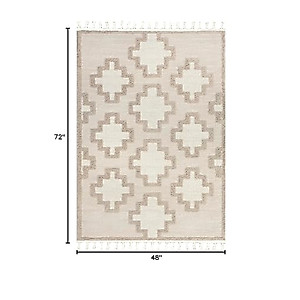 nuLOOM Polina Geometric High-Low Tasseled Area Rug, 4x6, Beige