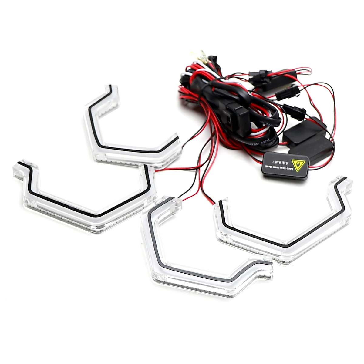 iJDMTOY 4pc Set Iconic Performance Style 7000K Xenon White Hexagon Shape LED Angel Eyes Halo Rings w/Crystal Acrylic Covers Compatible with BMW 3 Series OEM LED/Xenon Light Trims