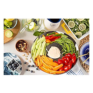 Chip and Dip Serving Bowl, Elegant Serving Dish - Great for Chips, Dips, Appetizer, Fruit Bowl, Salad and Snack – Stainless Steel Chips and Dip Plate