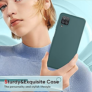 LeYi for Samsung Galaxy A12 Case, Samsung A12 Case with [2 Pack] Tempered Glass Screen Protector & Camera Lens Protector, Liquid Silicone Soft Microfiber Liner Cover Case for Galaxy A12, Green