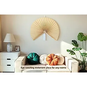 ChicnChill Oriental Wall Fan, Giant Bamboo Fan with Tassel, Oriental Woven Wall Hanging ,Decorative Fan Above Bed, Rustic Wall Pediment for Home Decor (Extra Large 47''x23.5'')