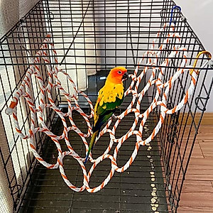 KYHSOM Bird Hemp Rope Net Swing, Small Animal Activity Toy Rope Climbing Net for Parakeet, Lovebirds, Cockatoo, Canary, African Grey, Macaw, Random Color(1Pack)