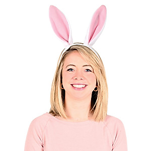 Soft-Touch Bunny Ears (white & pink) Party Accessory (1 count) (1/Pkg)