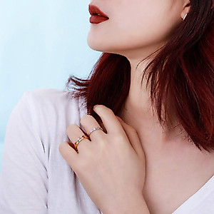 AILIN Custom 1 2 3 4 5 6 7 8 9 10 11 12 13 Stackable Birthstone Rings For Women 925 Sterling Silver Personalized Stacking Rings For Her Mother Christmas Birthday Gifts For Girlfriends