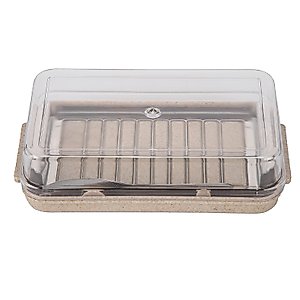 Milltrip Butter Dish, Stainless Steel Butter Cutter Container Multi-Purpose Butter Storage Box with Transparent Cover forCream Cheese Cake(wheat bottom)