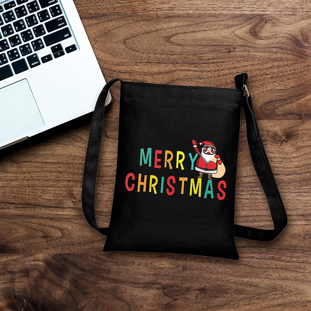 Muka Custom Small Crossbody Shoulder Bag with Logo, 7 x 9 Inch Canvas Zipper Handbags, Black Pet Photo Bag