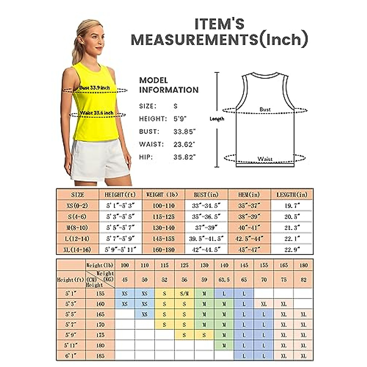 Hiverlay Workout Tank Tops for Women Sleeveless Athletic Cropped Tank Top Sports Gym Muscle Running Shirts Blazing Yellow XXL