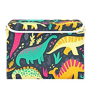 innewgogo Dinosaur Storage Bins with Lids for Organizing Organizer Containers with Handles Oxford Cloth Storage Cube Box for Home
