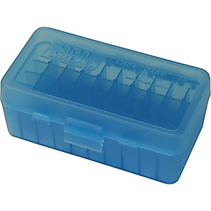 MTM 50 Round Flip-Top Ammo Box 38/357 Cal (Clear Blue)