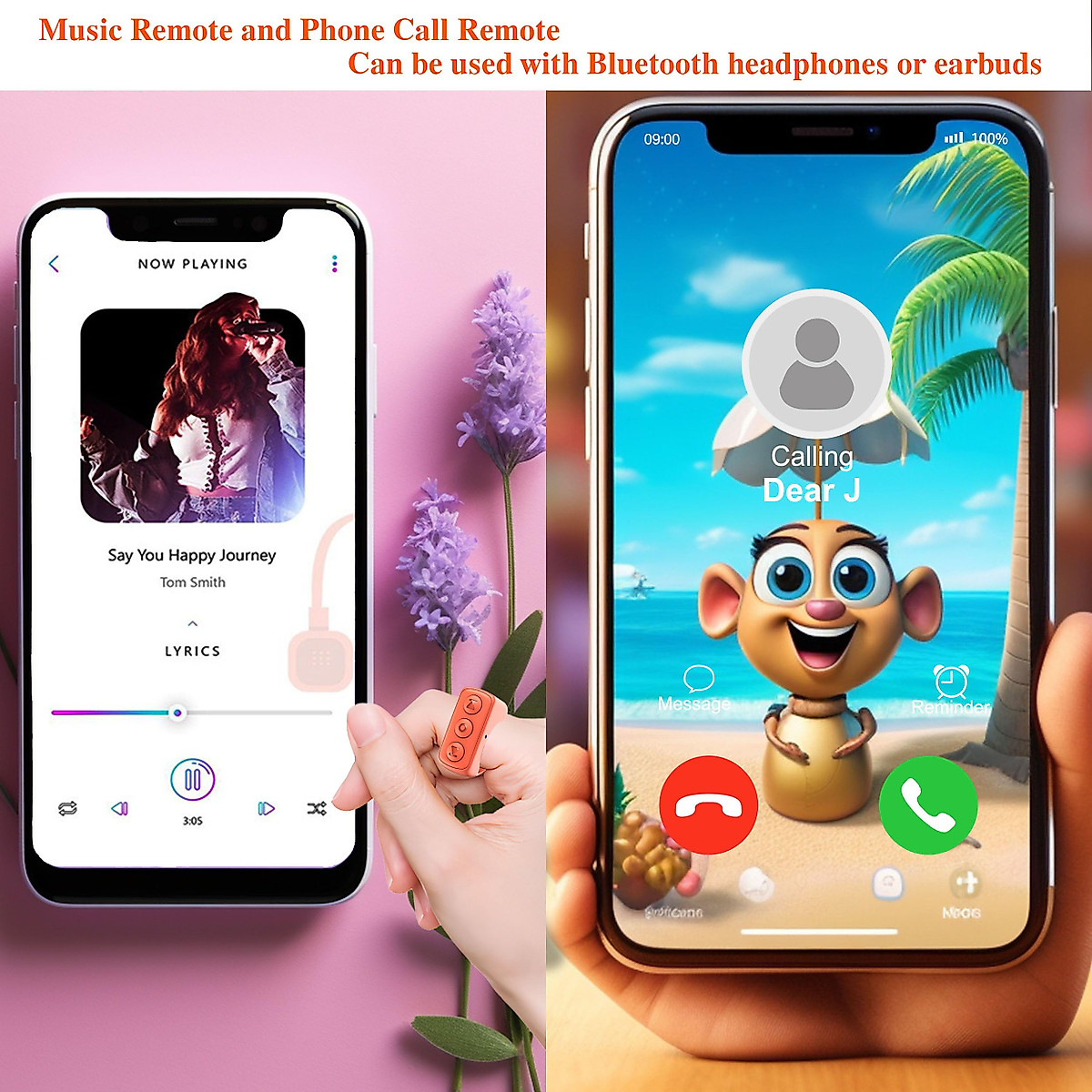 SOFAMIRI TIK Tok Remote Control Scrolling Ring TikTok Bluetooth Page Turner Media Button Clicker Music Control for iPhone iPad Camera Wireless Remote Shutter Selfie Button (D01, Orange)