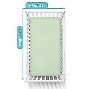 TL Care 100% Cotton Jersey Knit Fitted Crib Sheet for Standard Crib and Toddler Mattresses, Celery, 28 x 52, for Boys and Girls