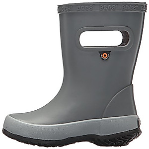 Bogs Kids' Skipper Waterproof Rubber Rain Boot for Boys and Girls,Solid Gray,13 M US Little Kid