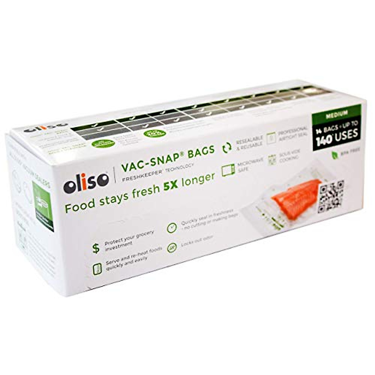 Oliso Pro VAC-SNAP Bags for Oliso Vacuum Sealers (28 Medium 1 Quart Bags, 20 Large 1 Gallon Bags)