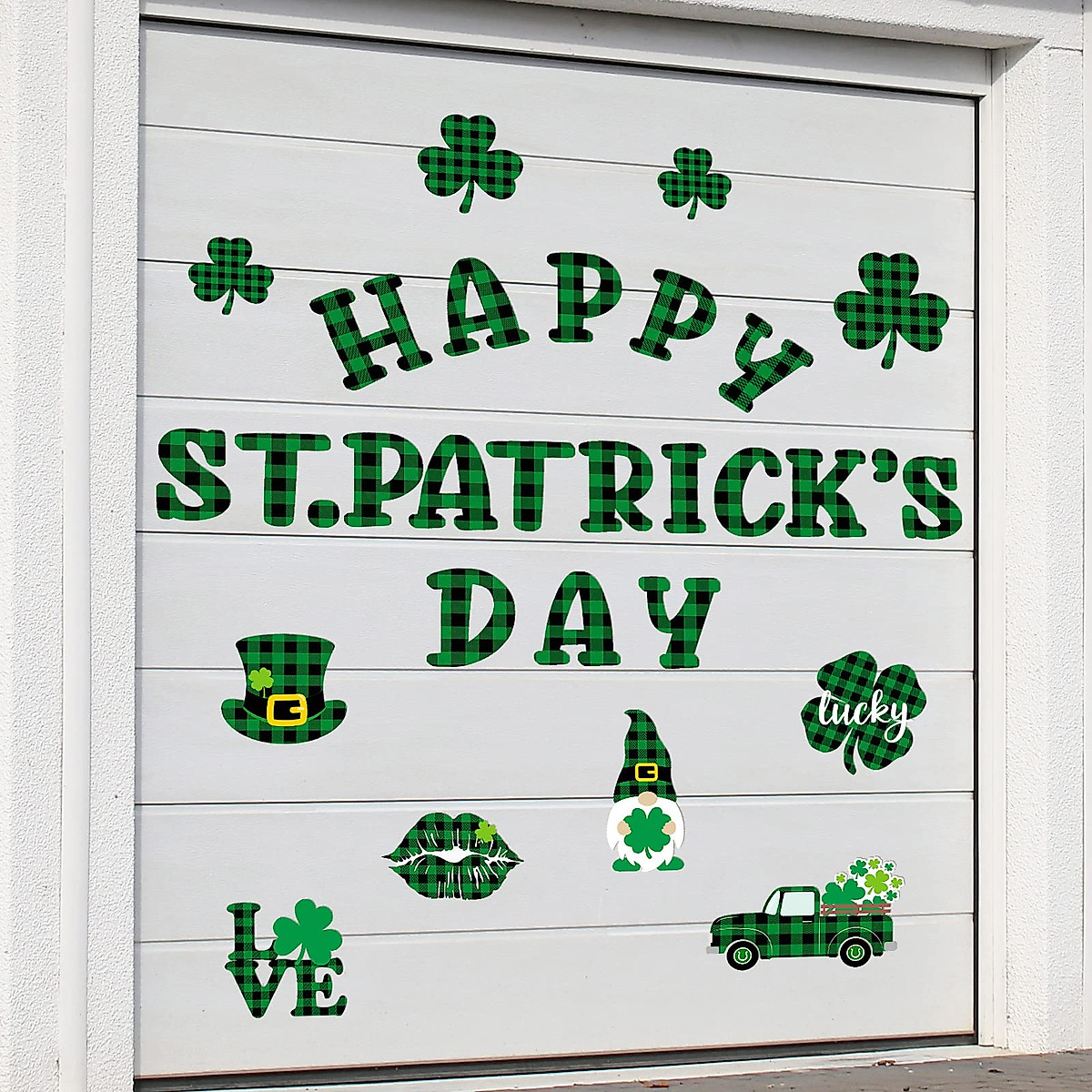 30 Pcs St Patrick's Day Garage Door Decoration Refrigerator Car Magnets Sticker Magnetic Garage Door Magnets Holiday Magnets Plaid Shamrock Magnets for Anniversary Wedding Decor Party Supplies