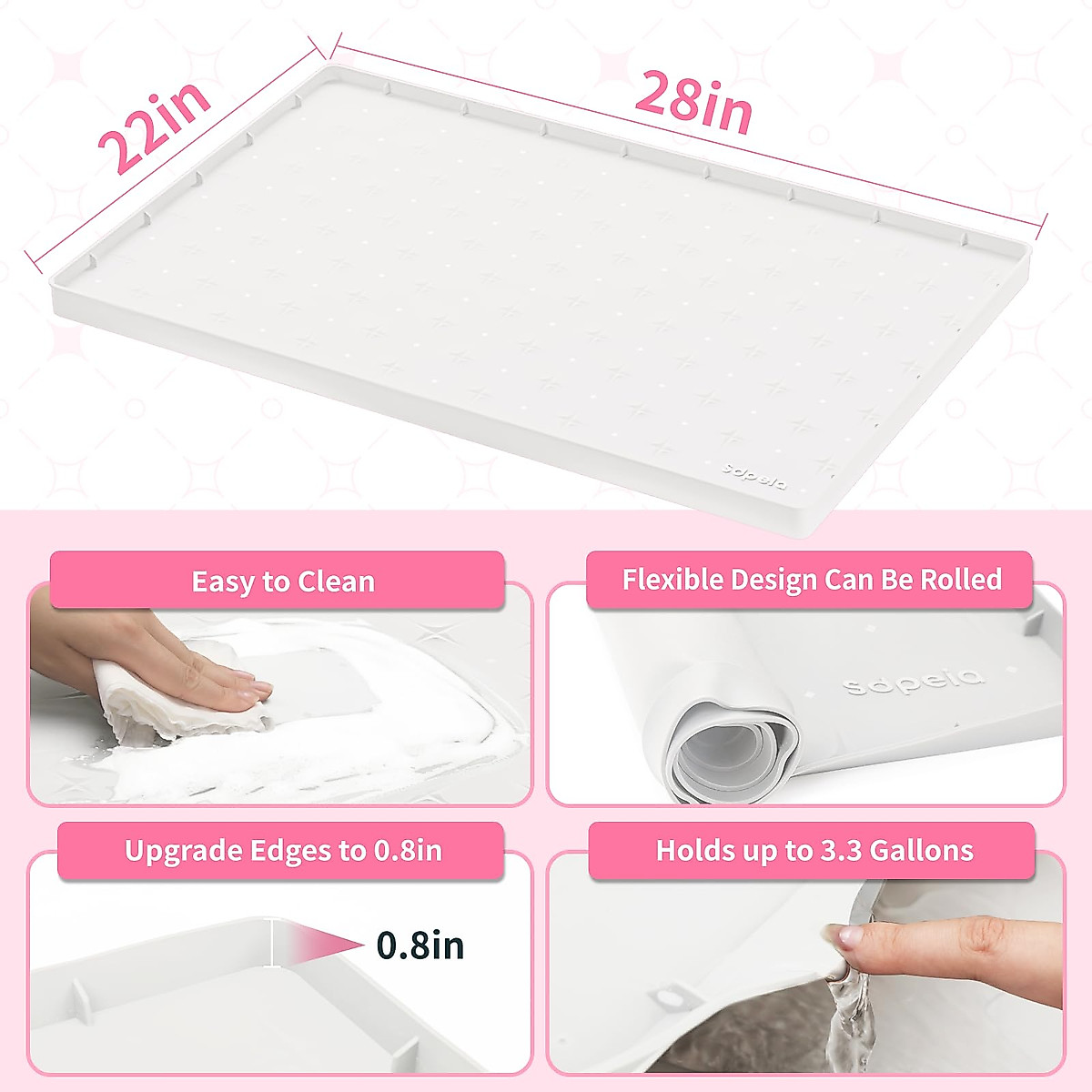 Sdpeia Under Sink Mat for [28" x 22"] Cabinet, Upgraded Silicone Waterproof Mat Kitchen Cabinet Liner Cabinet Protector Kitchen Organizers and Storage