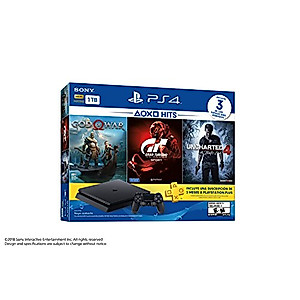 PlayStation 4 Slim (1TB) PS4 Hits Console Bundle includes God Of War, GT Sport, Uncharted 4 (Import Version)