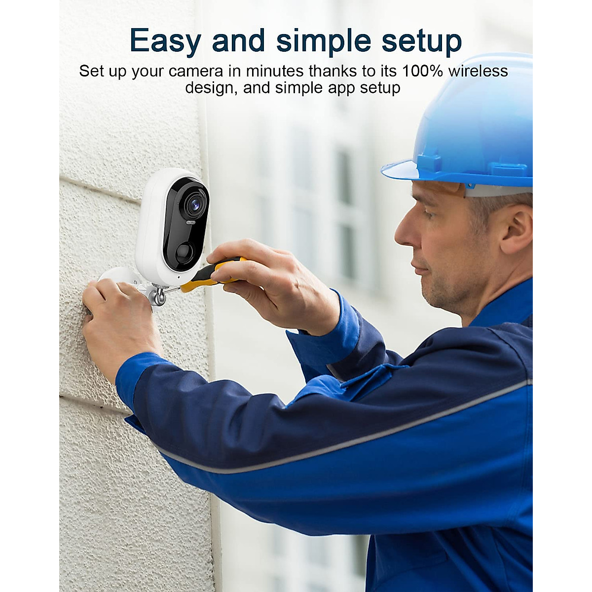 BG ANGEL Security Camera Outdoor, Wireless 1080P Home Surveillance Cameras, WiFi Camera Rechargeable Battery Powered w/Color Night Vision, PIR Motion Detection Sensor, Siren Alarm, 2-Way Audio, IP65