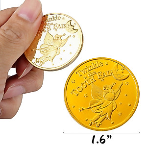 PROLOSO 8 Pcs Golden Tooth Fairy Coins Novelty Gift Coins Tooth Fairy Money for Lost Tooth Kids
