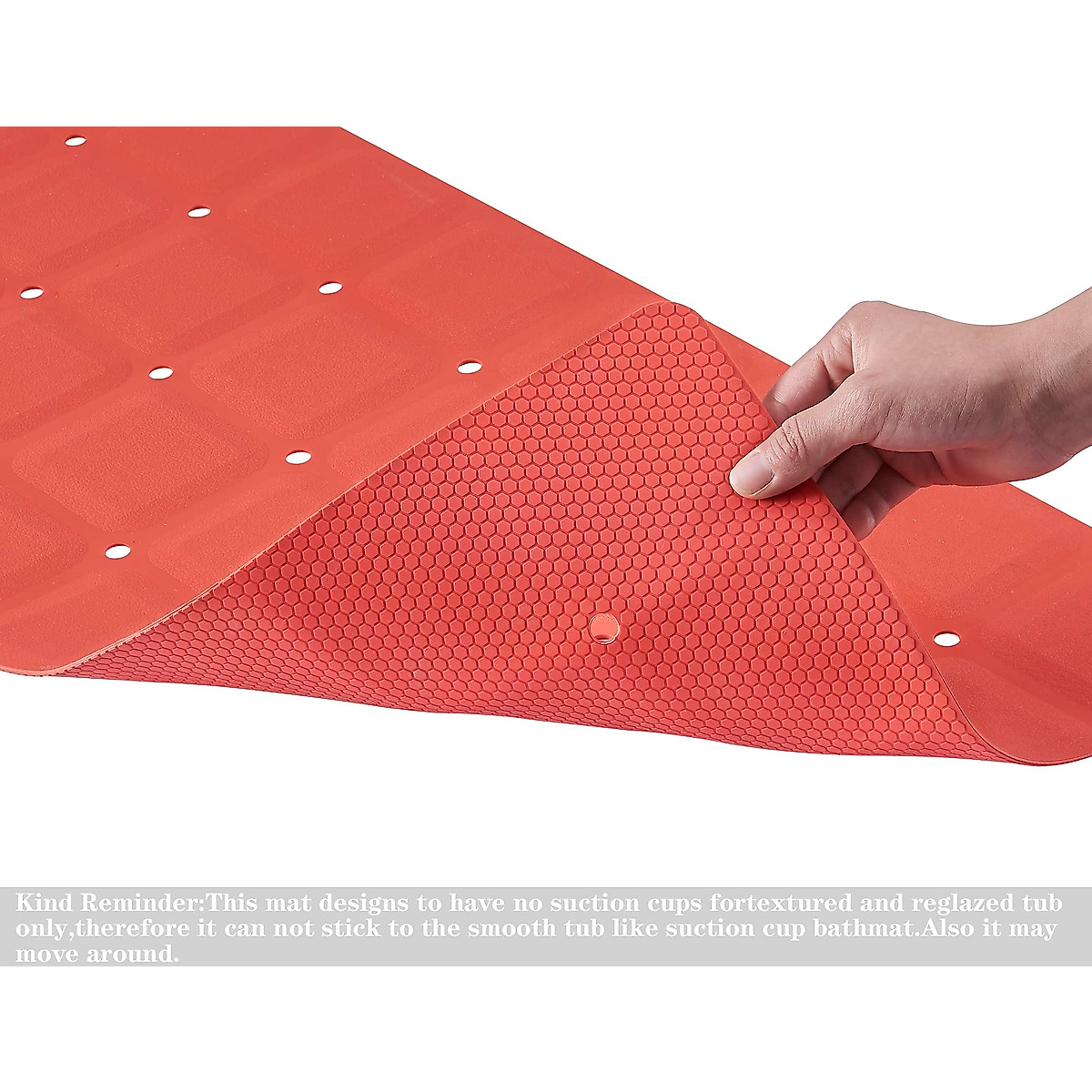 Webos Foldable Non Slip Silicon Bath Mat Bathtub mat Shower mats no Suction Cups for Textured Tub and Reglazed Tub(Foldable-Red, 28-inch x 14-inch)