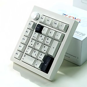 FKZ GMK26 Mechanical Numpad,Gasket QMK/VIA Macro Numeric Keypad Hot Swap Wireless 2.4G/BT5.0/Wired USB-C RGB Backlit 26 Keys Mini Protable Number Keyboard Programmable for Win/Mac/Gaming (White)