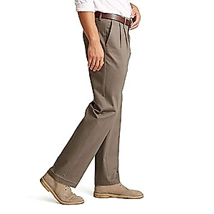 Dockers Men's Classic Fit Signature Khaki Lux Cotton Stretch Pants-Pleated (Regular and Big & Tall), Dark Pebble, 40W x 32L