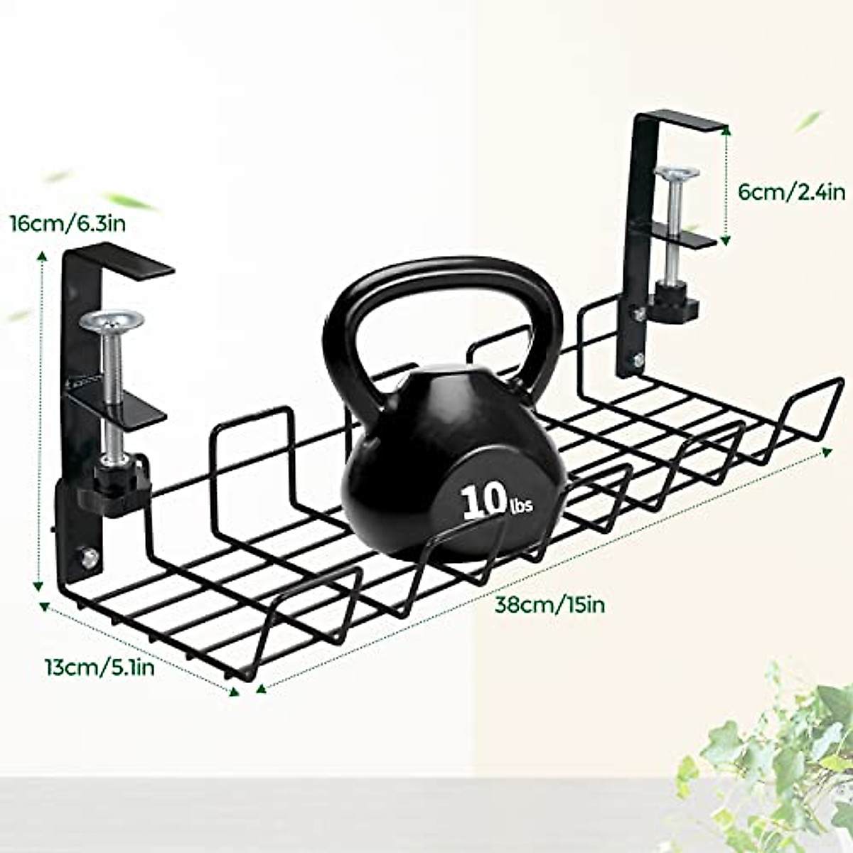 Under Desk Cable Management Tray, Metal Desk Wire Management, Cable Management Under Desk Cord Organizer, Sturdy Wire Cable Holder for Most Office Desks