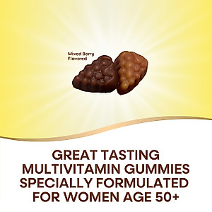 Nature's Way Alive! Women’s 50+ Daily Gummy Multivitamin, Supports Multiple Body Systems*, Supports Healthy Heart, Brain & Bones*, B-Vitamins, Mixed Berry Flavored,130 Gummies (Packaging May Vary)