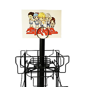 FixtrueDisplays Rotating Postcard/Greeting Card Display w/Sign Clip, 16 Horizontal Pockets (6x4") Pocket Size: 6"Wide X 4.9"High, 16 Pockets.- Black 11700-NF