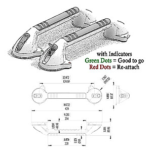 AmeriLuck 16.5inch 2 Pack Suction Balance Assist Bathroom Shower Handle,Bath Grab Bar with Indicators(White/Grey)