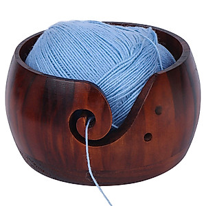 Wooden Yarn Bowl Crochet Yarn Storage Bowl with Holes Knitting Storage Tool, for Storing Yarn Knitting Tools