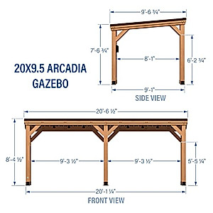 Backyard Discovery Arcadia 20 ft. x 9.5 ft. All Cedar Wooden Gazebo Pavilion with Hard Top Steel Slant Roof