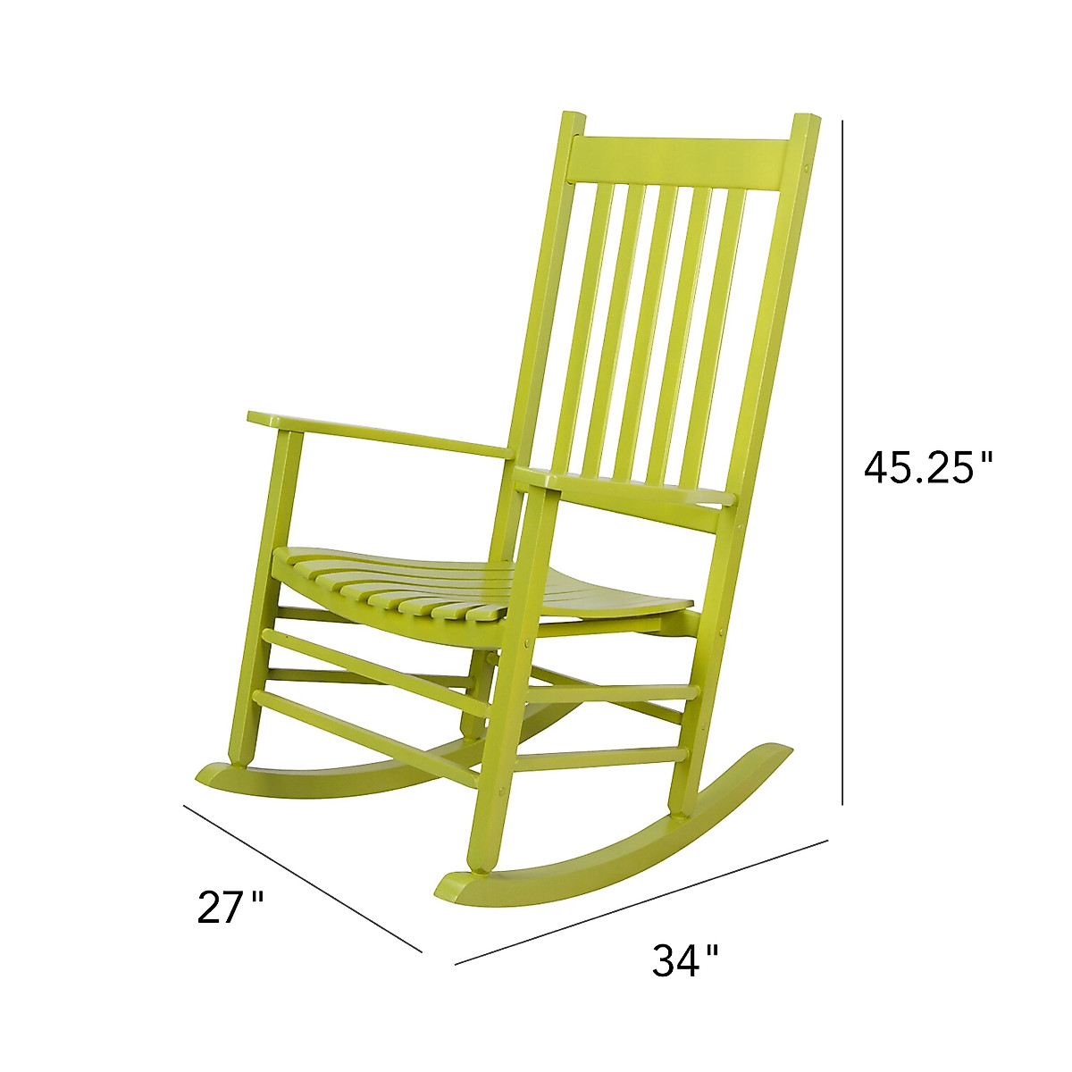 Shine Company Vermont Rocking Chairs, Outdoor Front Porch Rocker Set of 2, Lime