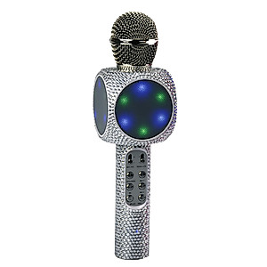 Wireless Express - Sing-Along Bling Bluetooth Karaoke Microphone and Bluetooth Stereo Speaker All-in-One (Silver Bling)