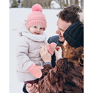 Liitrsh 6 Sets Toddler Winter Hat with Mittens Set Fleece Winter Baby Hat and Mitten Set Knitted Thick Warm Beanie Cap Gloves for Boys Unisex Newborn Infant Girls