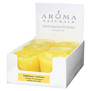 Aroma Naturals Ambiance Votive Candle, Yellow/Orange/Lemongrass, 6 Count