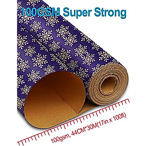 TOYPOPOR Christmas Wrapping Paper Roll 17in x 100ft (44CM x 30M), Eco-Friendly Recyclable Kraft Paper for Kids Boys Girls Man Women Gifts, Presents, Arts & Crafts, Traditional Festive Design