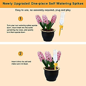 Ohayooz Updated Design Self Watering Spikes, Auto Plant Watering Devices with Adjustable Drip Valve, Bevel & Dual Runner Spouts Simple Self Watering Devices for Outdoor Indoor Garden Plants