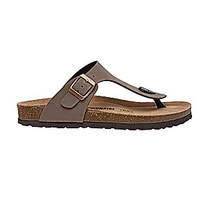 CUSHIONAIRE Women's Leah Cork footbed Sandal with +Comfort BROWN, 8