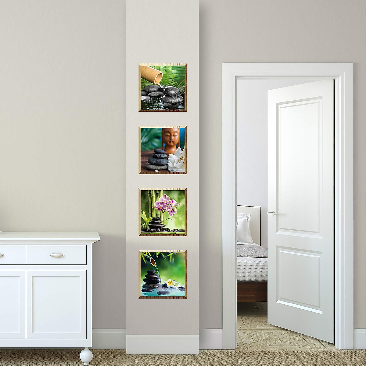 3D-Mirage 4 PC Pack Art Magic Peel and Stick 3D Vinyl Removable Wall Sticker Decals DIY Sticky Backsplash, Zen Garden Stone 4008-MI