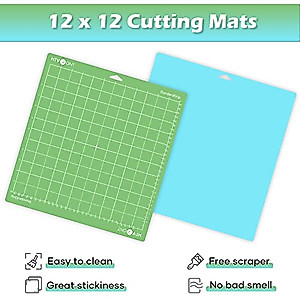 HTVRONT Variety Cutting Mats for Cricut, 2 Pack Cutting Mats 12x12 for Cricut Maker/Maker 3/Explore 3/Air/Air 2/One (LightGrip, StandardGrip), Cutting Mats Replacement Accessories for Cricut