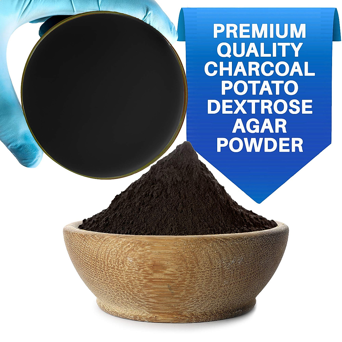 Potato Dextrose Agar Powder With Activated Charcoal 100 Grams - Evviva Sciences - Make Up To 105 Agar Petri Dishes - Excellent Growth Medium for Mushrooms & Science Projects