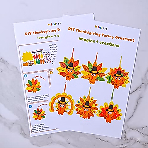 Winlyn 24 Sets Thanksgiving Turkey Ornaments Decorations Art Sets DIY Thanksgiving Craft Kits Fall Crafts Autumn Leaf Pumpkin Turkey Foam Stickers Arts and Crafts for Kids Party Classroom Activities