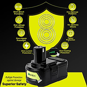 TenHutt 【Upgrade】 2 Packs 6.0Ah P108 Lithium Replacement Battery for Ryobi 18V ONE+ Cordless Power Tool Compatible with P102 P103 P104 P105 P107 P108 Lithium Battery
