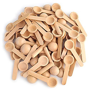 Tebery 60PCS Mini Wooden Spoons Small Bath Salt Spoon Candy Spoon Baby Spoon for Spice Jars Seasoning Honey Coffee