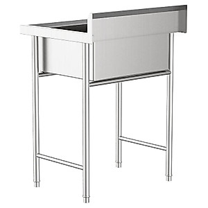 ALEEJA Thick Stainless Steel Vegetable Sink, Commercial Kitchen Sink Free Standing Single Bowl Sink with Faucet Prep & Utility Sink for Bathroom Restaurant Farmhouse Workstation