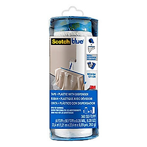 Scotch PTD2093EL-48-S Pre Plastic Painters Tape, 48" Width, Transparent