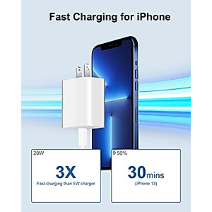 iPhone 14 13 12 11 Fast Charger 10FT [Apple MFi Certified], 2Pack 20W USB C Wall Charger Block Charging Box + 10 FT Long Cord USB-C to Lightning Cable for iPhone 14/Plus/13/12/11/Pro Max/Mini/XS iPad