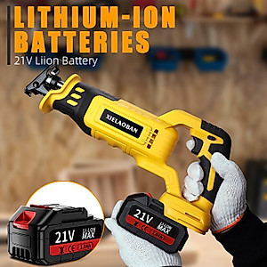 XIELAOBAN Sawzall, Cordless Electric Reciprocating Saw, 3000 SPM 3 Speed Adjustment with 4 Blades for Wood, Metal, Plastic,Including 2pcs 21V/3.0Ah Li-Ion Battery With Fast Charger