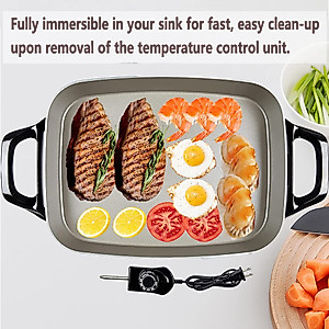 Ceramic Nonstick Electric Skillet - Serves 6 to 8 People (16-Inch, Grey)