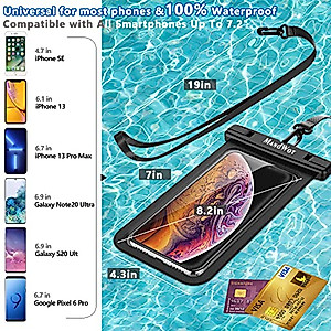 MandWot Waterproof Phone Pouch Face ID Unlock Support,Universal [8"] Cell Phone Case IPX8 Underwater-iPhone 14/13/Pro/Max/XS Galaxy S22+/S21/Note 20 Google,Beach Swimming Travel Vacation Essentials